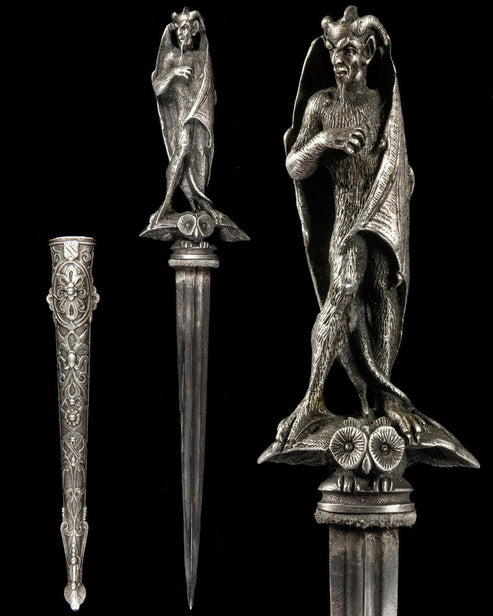 SATANIC CEREMONIAL DAGGER WITH DEVIL FIGURE | RELICS