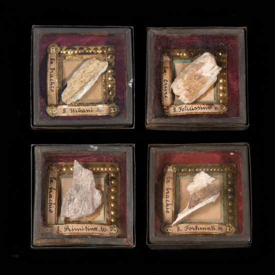 SET OF 4 RELIQUARIES, FIRST CLASS RELICS EX OSSIBUS OF SAINTS MARTYRS ...