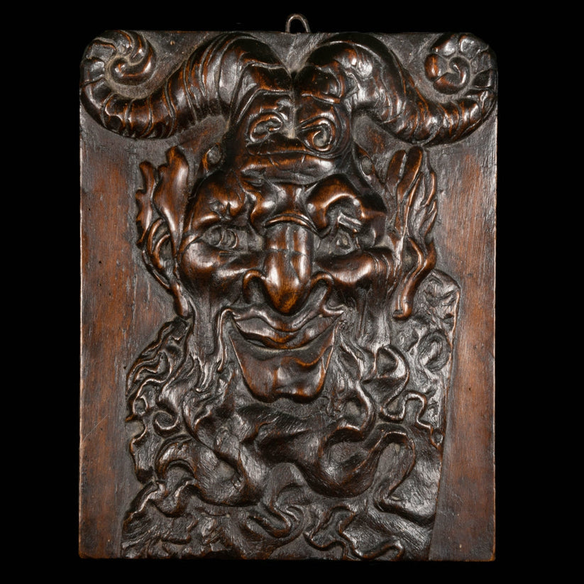 BAS RELIEF BOIS VISAGE DU DIABLE | RELICS